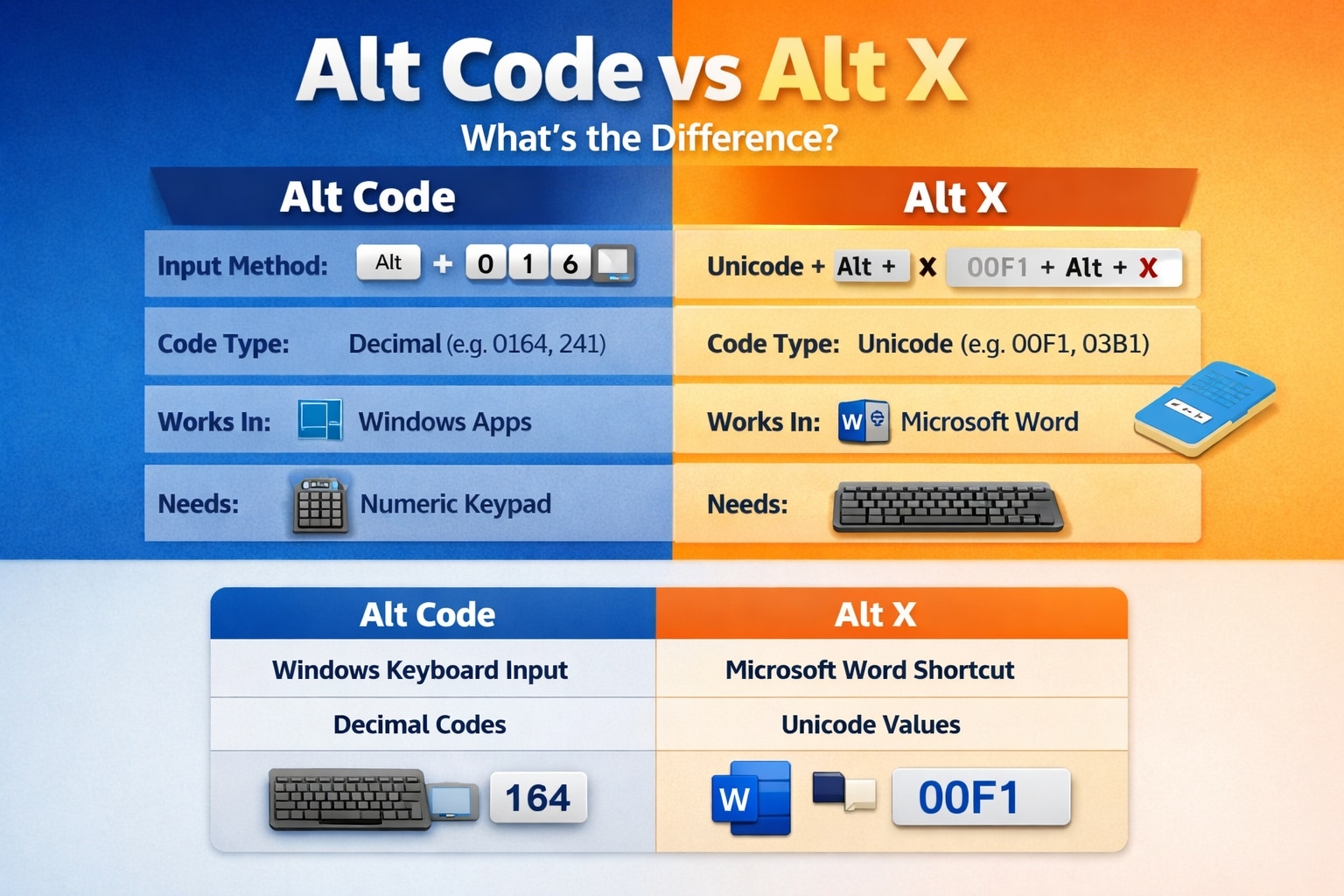 Alt code vs Alt X: what’s the difference and when should you use each ...